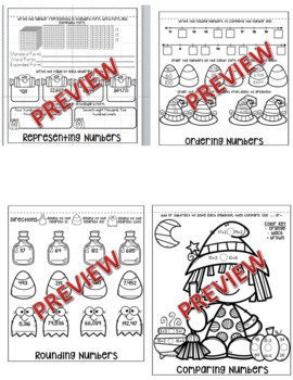 October Halloween Place Value Review Flipbook - Etsy