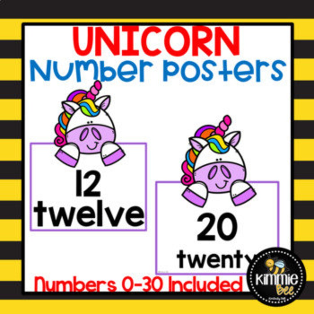 Unicorn 1-30 Number Posters - Etsy