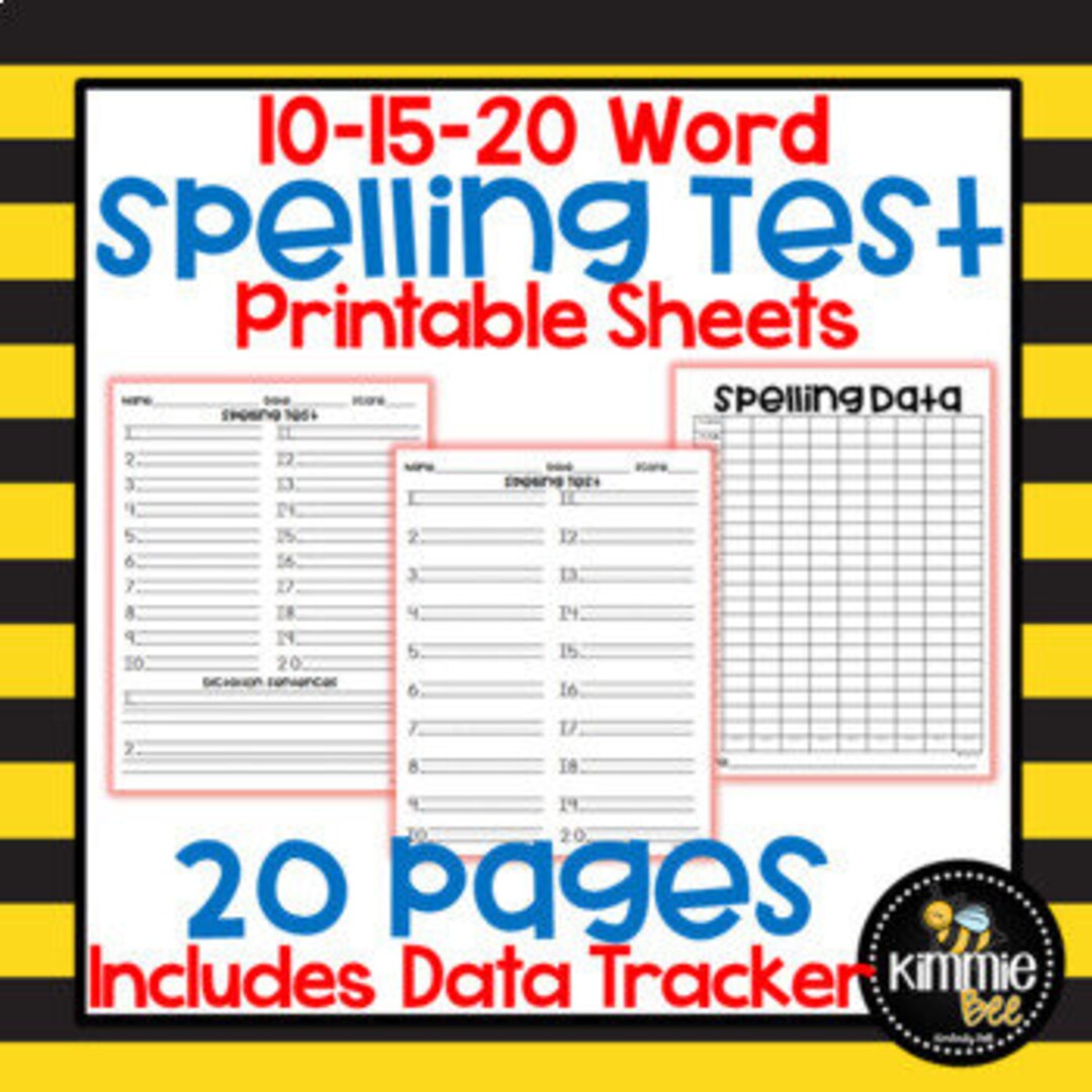 Spelling Test Printable Sheets and Data Tracker - Etsy Canada