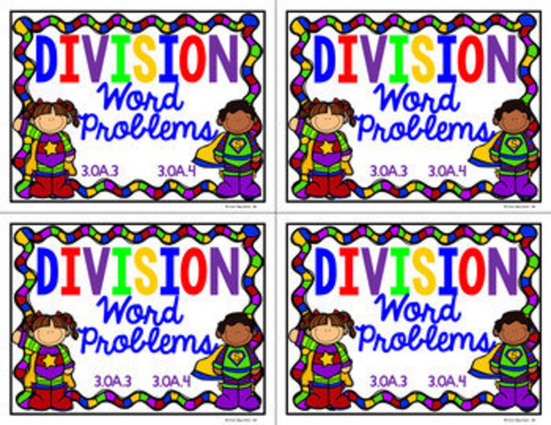 Division Word Problem Task Card Set - Etsy