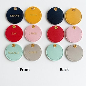 Personalised Keyring/keychain - Round/circle/gift /PU Leather /custom ...