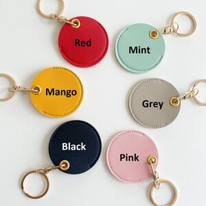 Personalised Keyring/keychain - Round/circle/gift /PU Leather /custom ...
