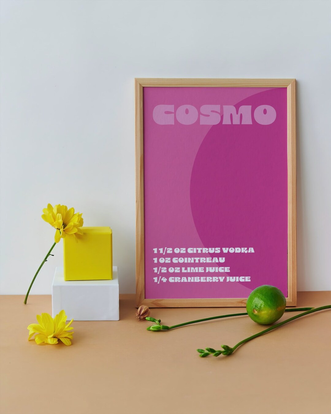 Cosmo Poster - Cocktail Wall Art, Cocktail Digital Print, Trendy Wall ...