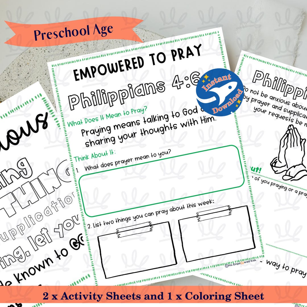 Empowered to Pray Preschool Activity Sheets Christian Homeschool ...
