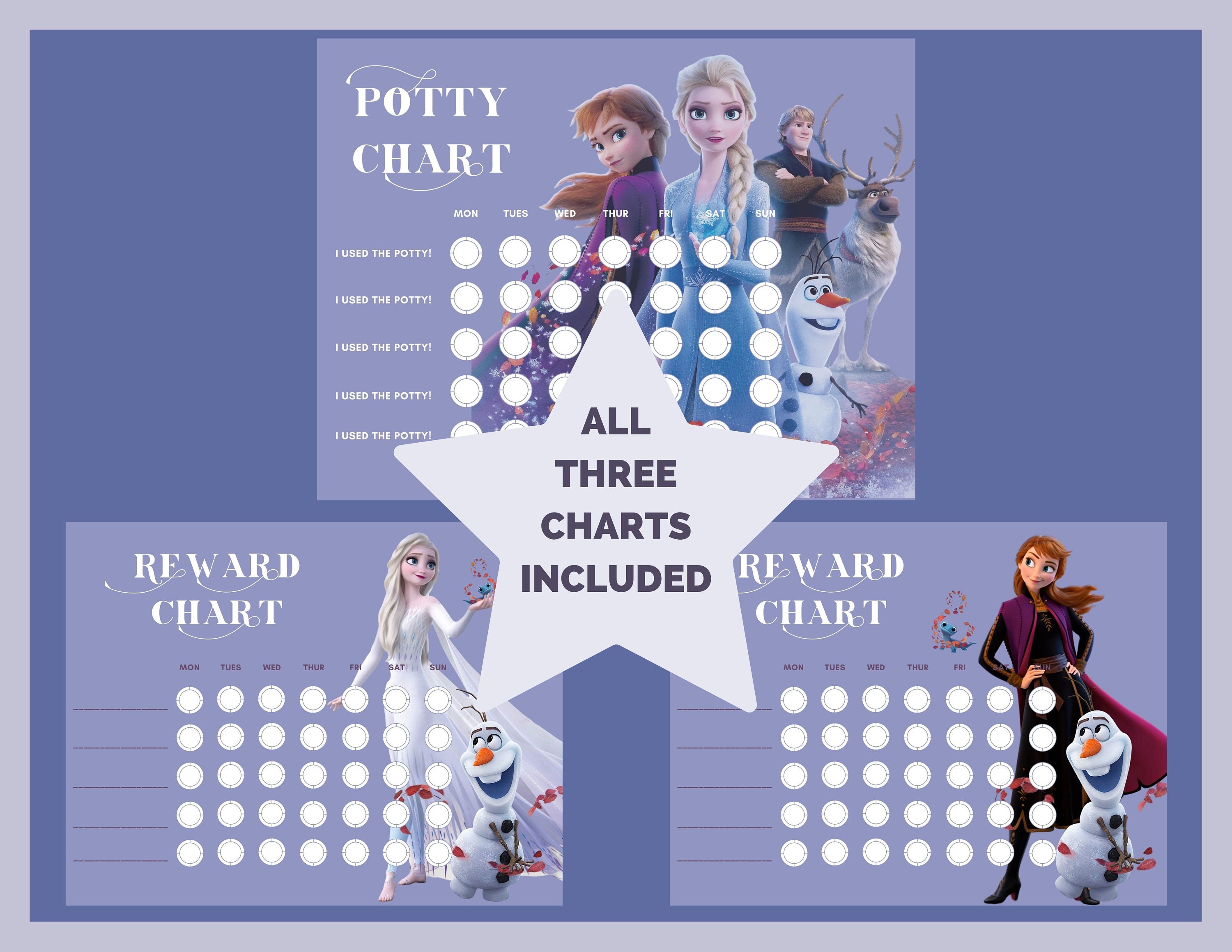 3 Frozen Charts | Frozen Reward Chart | Frozen Task Chart | Potty Chart ...