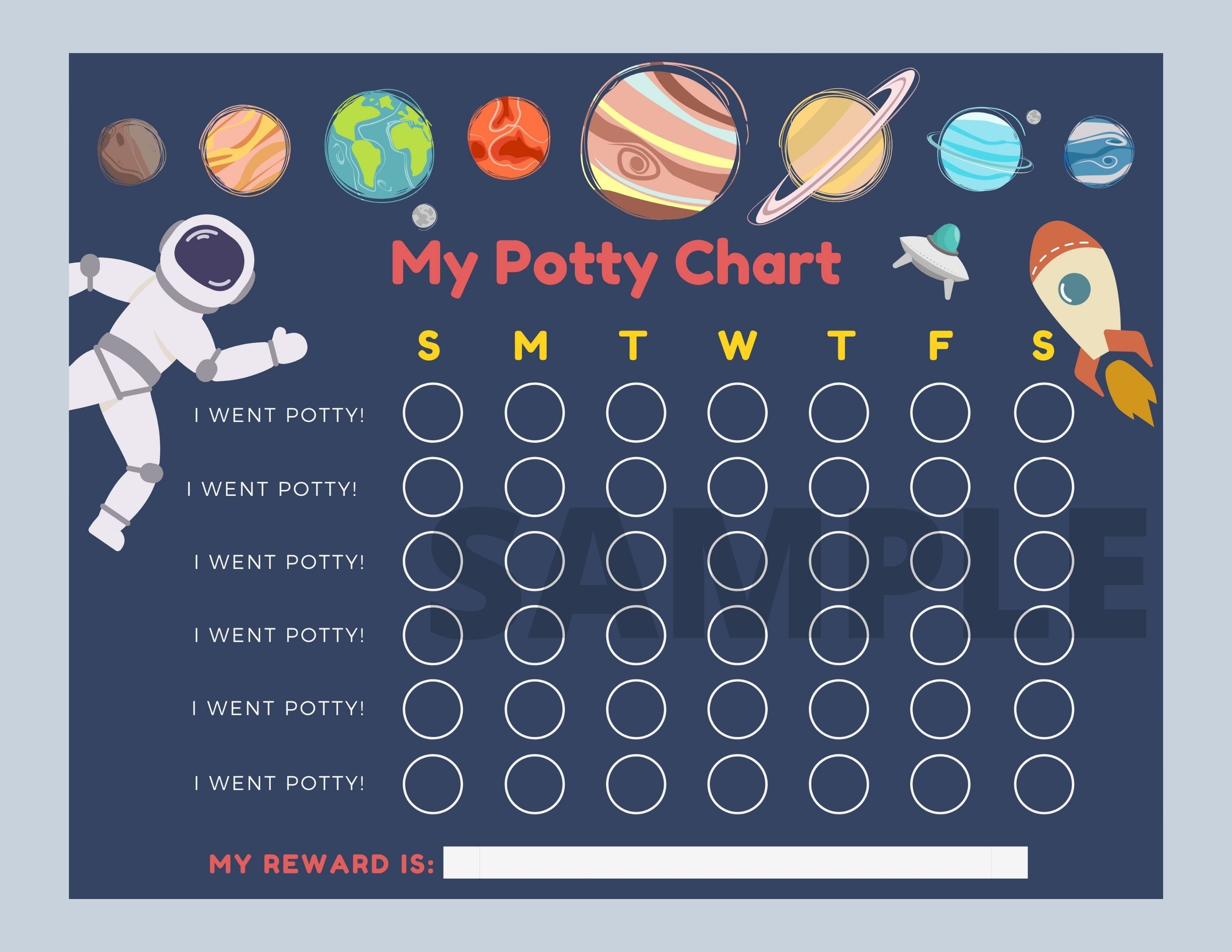 Potty Chart // Outer Space Potty Chart // Spaceship Toilet Training ...