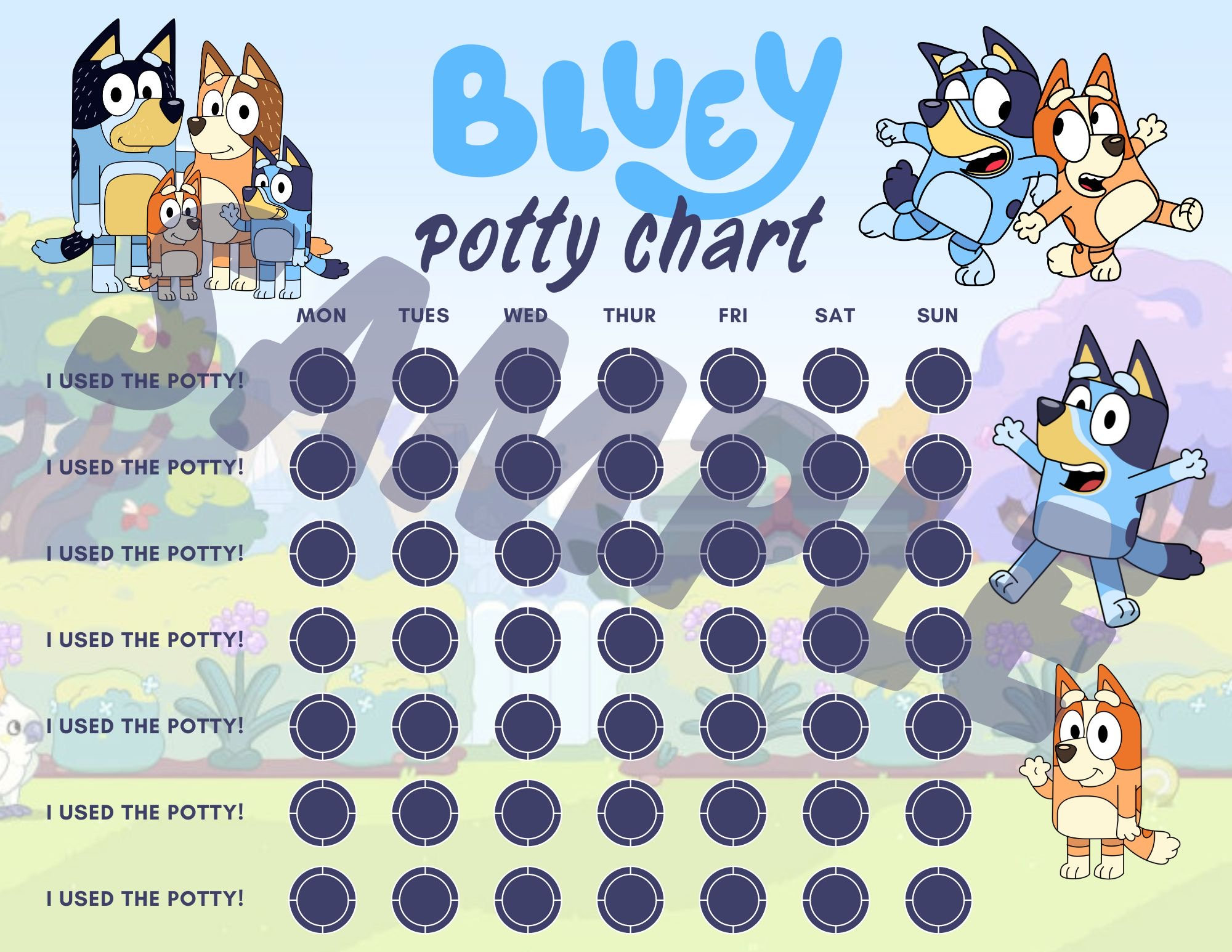 Bluey Potty Chart Bluey Reward Chart Toilet Training Potty Training ...