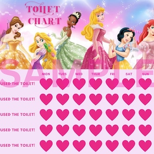 Princess Potty Chart | Princess Toilet Training Chart - Etsy