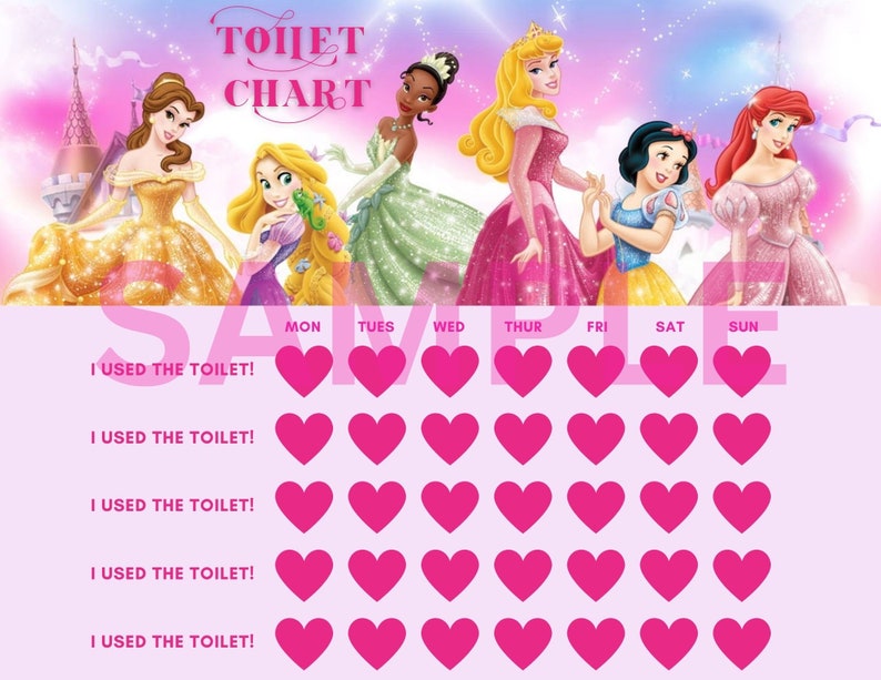 Princess Potty Chart | Princess Toilet Training Chart - Etsy