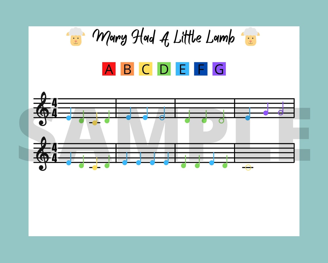 Beginner Piano Music Sheets With Color-coded Tabs (digital Download) - Etsy