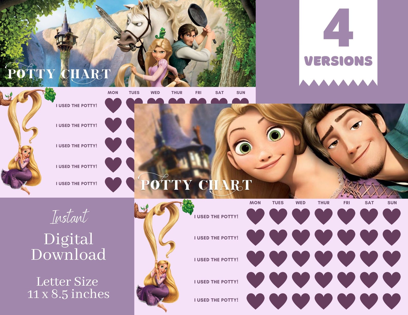 Rapunzel Chart | Rapunzel Reward Chart | Toddler Potty Training Chart ...