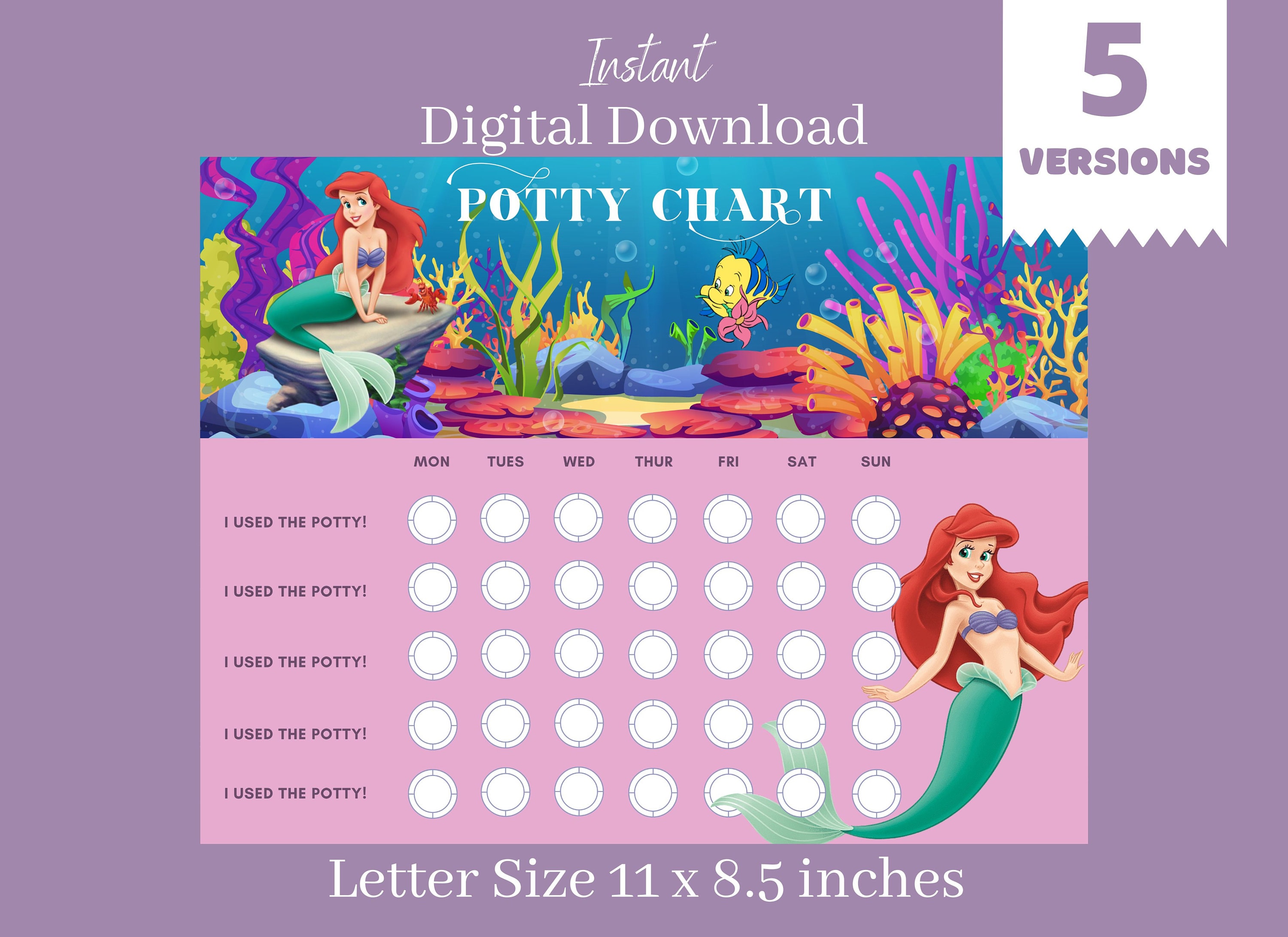 Mermaid Potty Chart Sticker Chart Reward Chart Potty Training - Etsy Canada