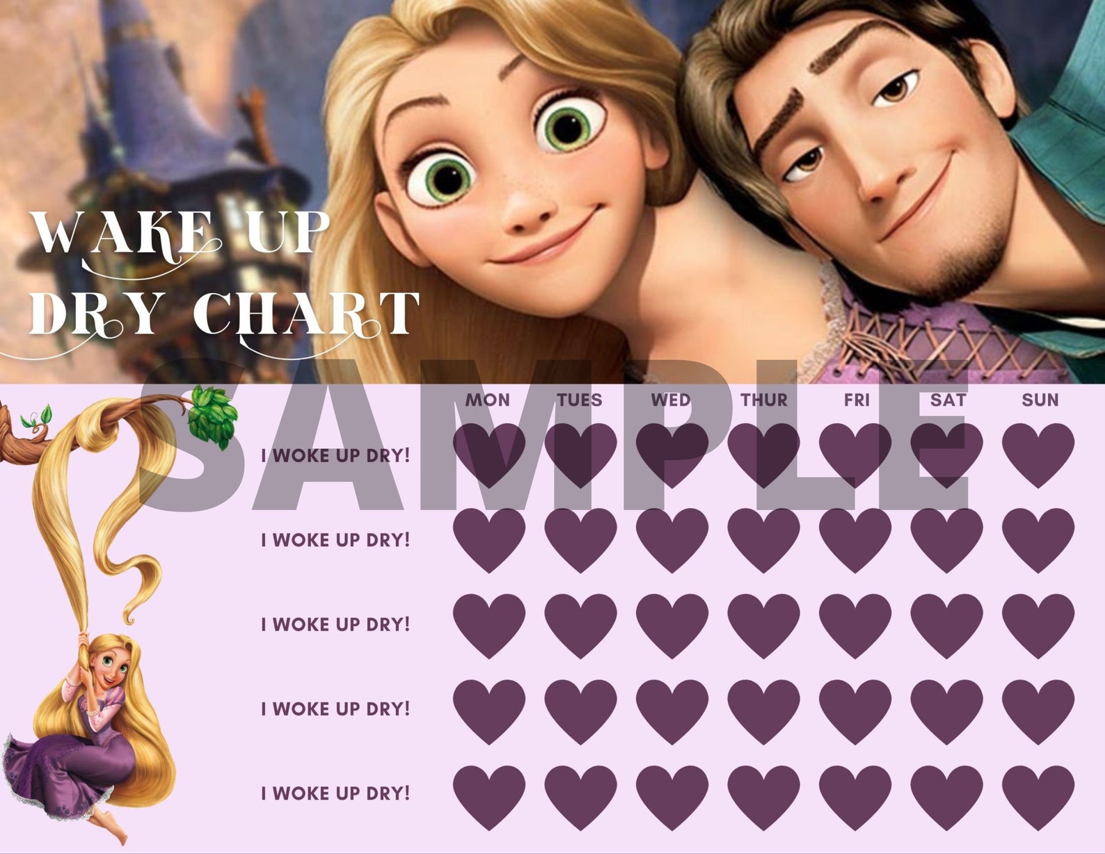 Rapunzel Chart | Rapunzel Reward Chart | Toddler Potty Training Chart | Sticker Chart | Tangled ...