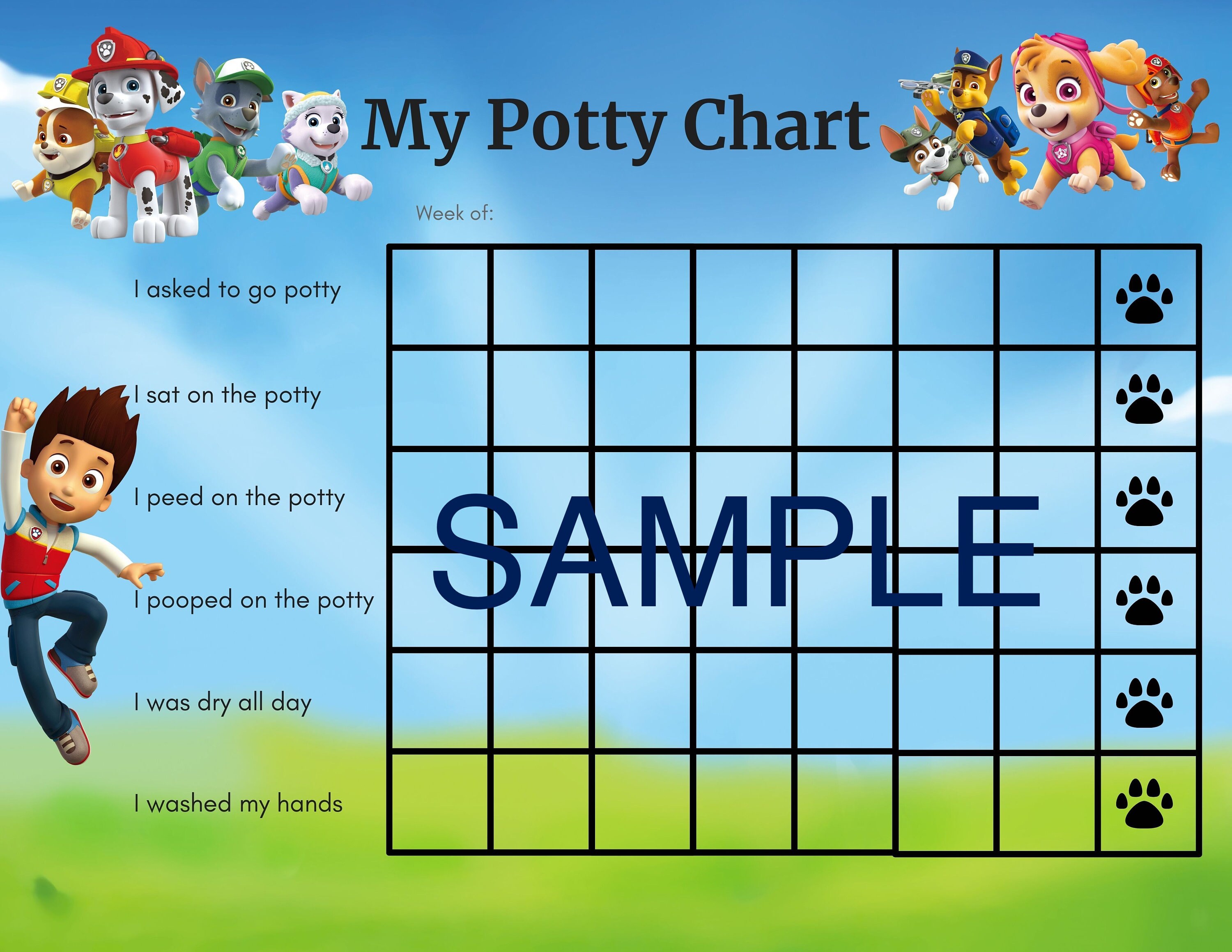 Paw Patrol Potty Toilet Training Star Reward Chart Tracker ...