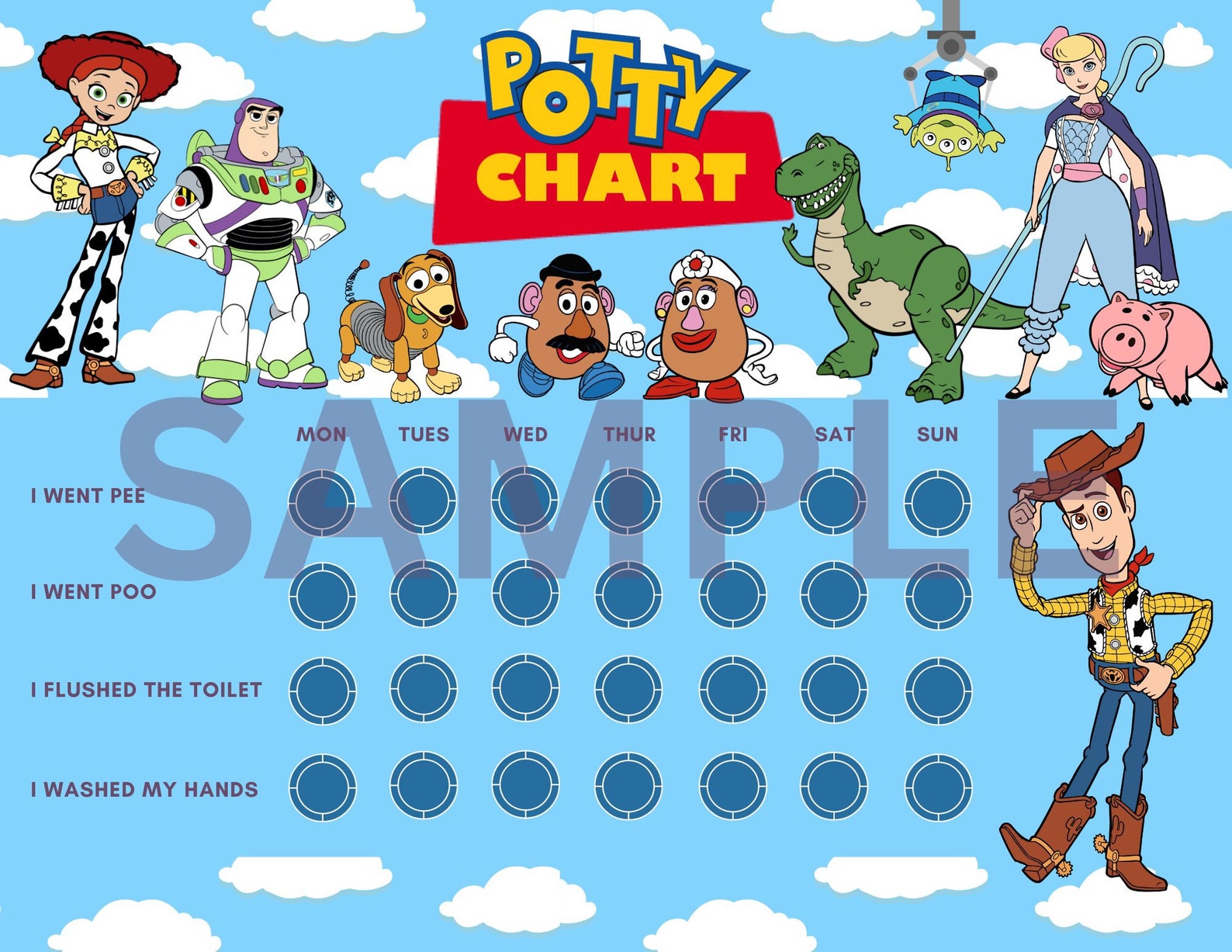 Toy Story Chart | Toy Story Reward Chart | Toddler Potty Training Chart ...