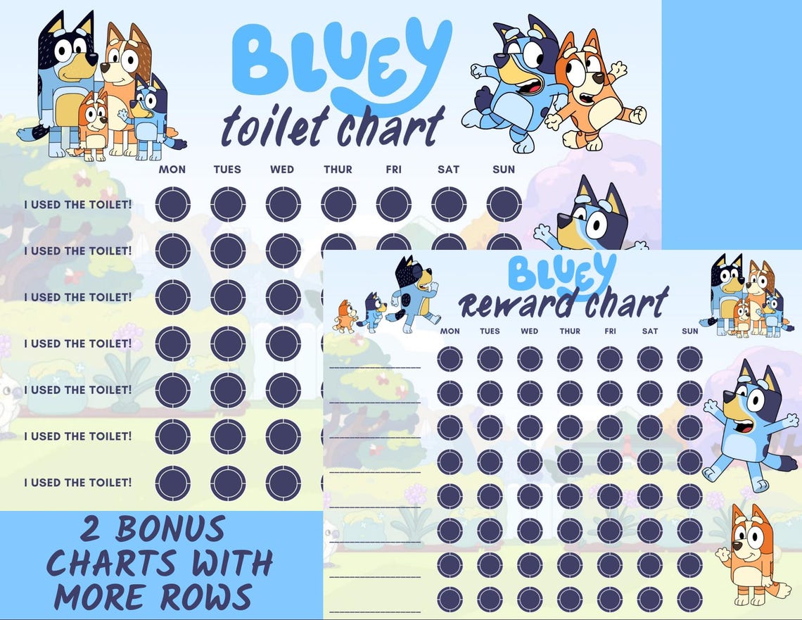 Bluey Toilet Training Chart | Bluey Reward Chart | Bluey Sticker Chart ...