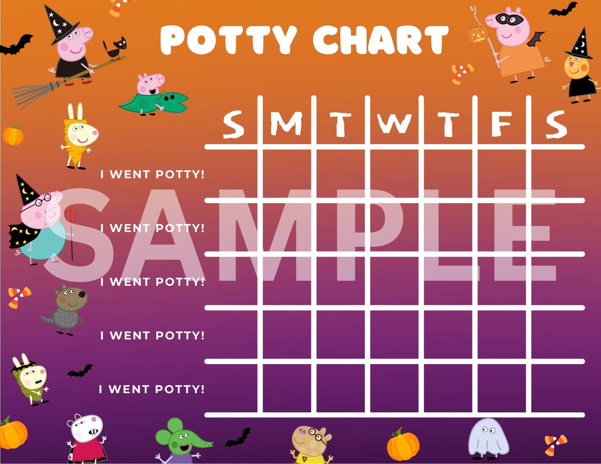 Peppa Pig Potty Chart Peppa Pig Reward Sticker Chart Toddler Chore ...
