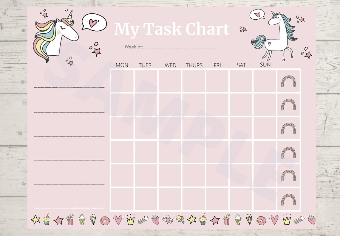 Task Chart // Unicorn Rainbow Chore Chart // Unicorn Sticker Chart ...