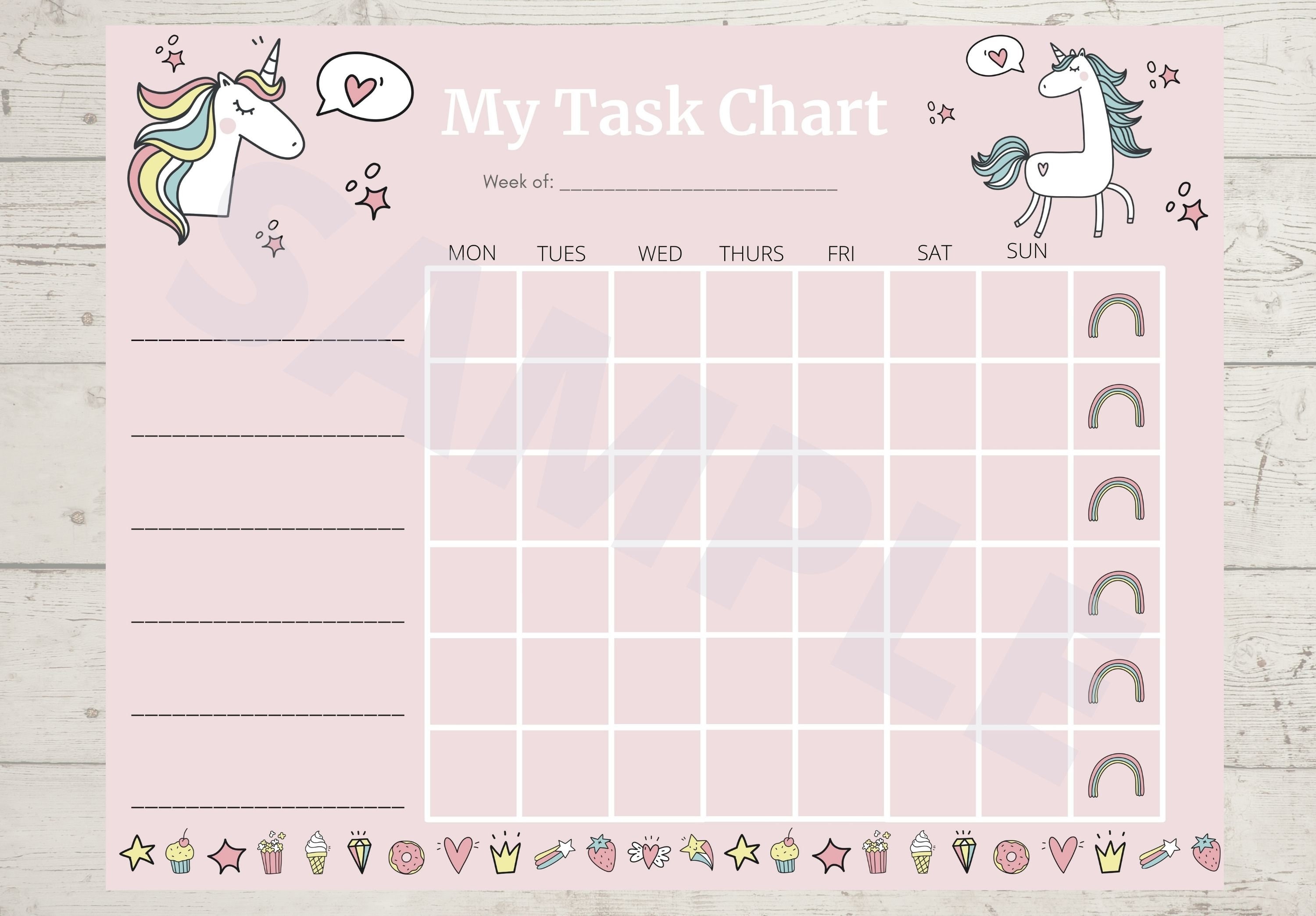 Task Chart // Unicorn Rainbow Chore Chart // Unicorn Sticker Chart ...