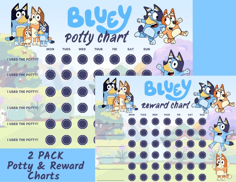 A4 Bluey Potty Chart | Bluey Reward Chart | Toilet Training | Potty ...