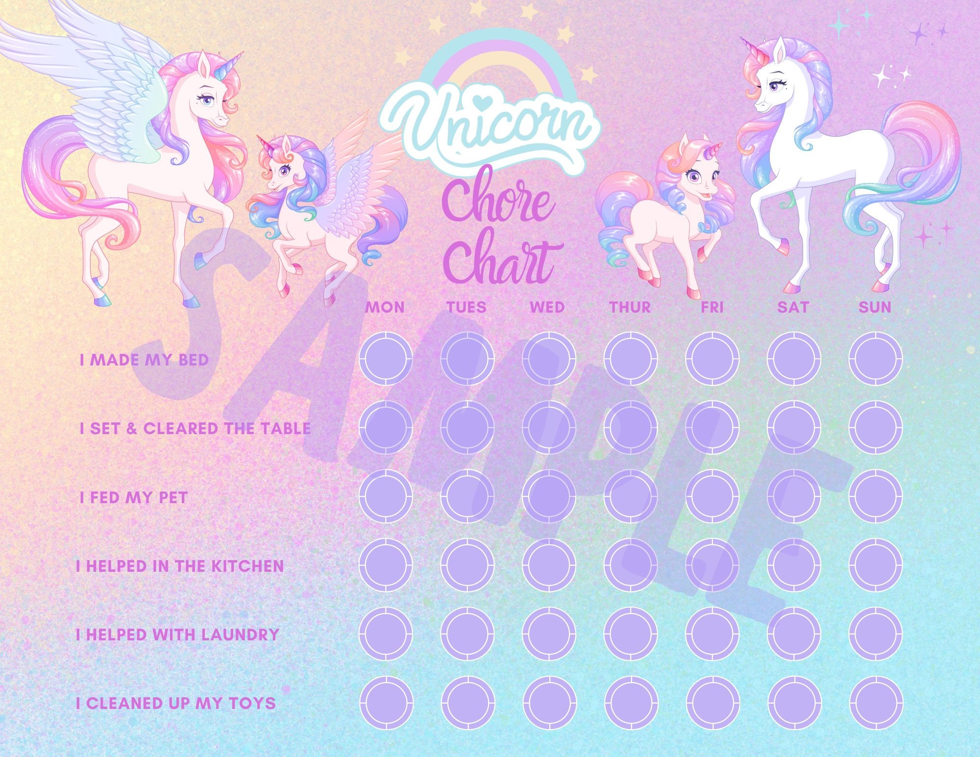 Unicorn Chore Chart / Toddler Chore Chart / Responsibility - Etsy