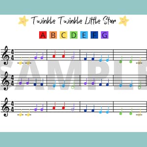 Beginner Piano Music Sheets With Color-coded Tabs (digital Download) - Etsy