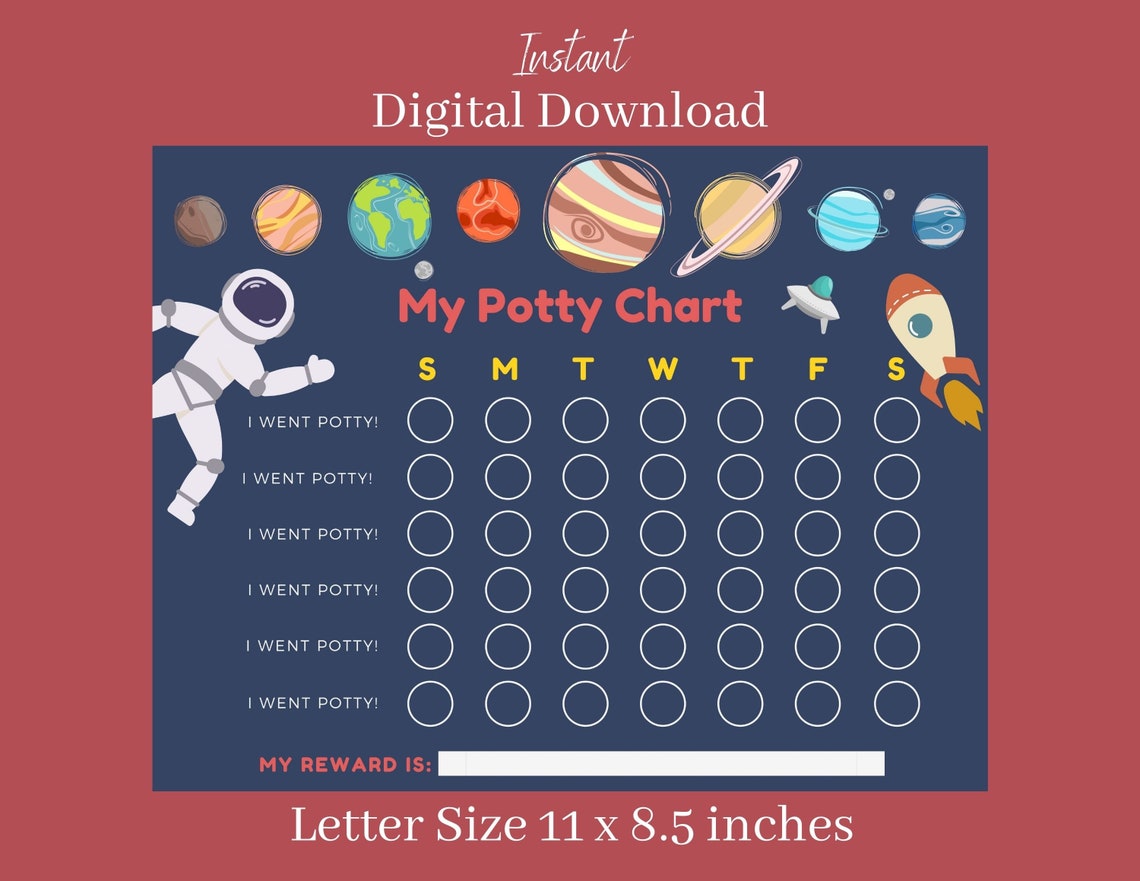 Potty Chart // Outer Space Potty Chart // Spaceship Toilet Training ...