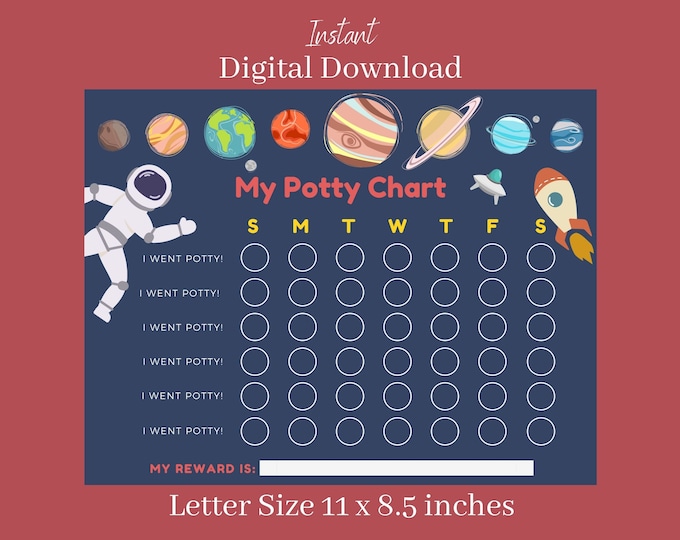 Outer Space Kids Reward Chart My Potty Chart Rocket Ship Potty Training ...