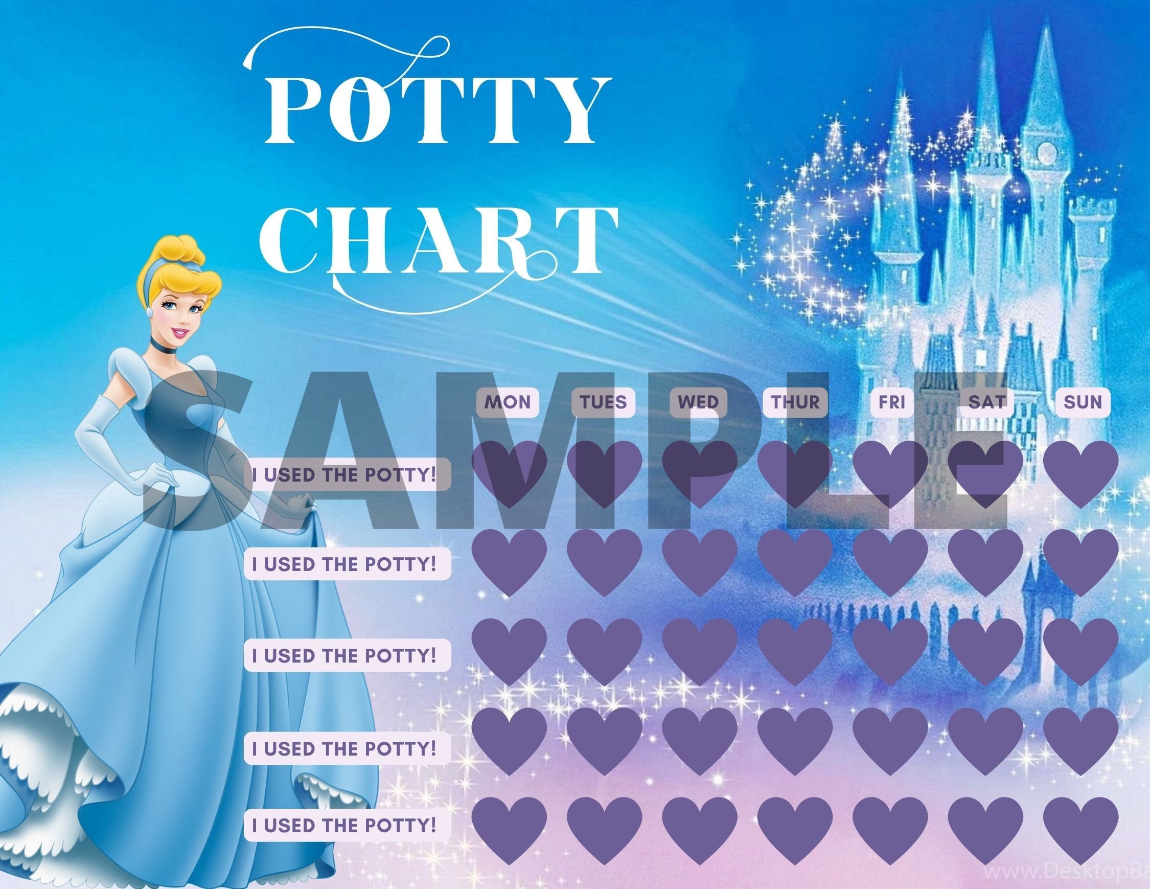 Cinderella Potty Chart | Princess Toilet Training Chart | Cinderella ...
