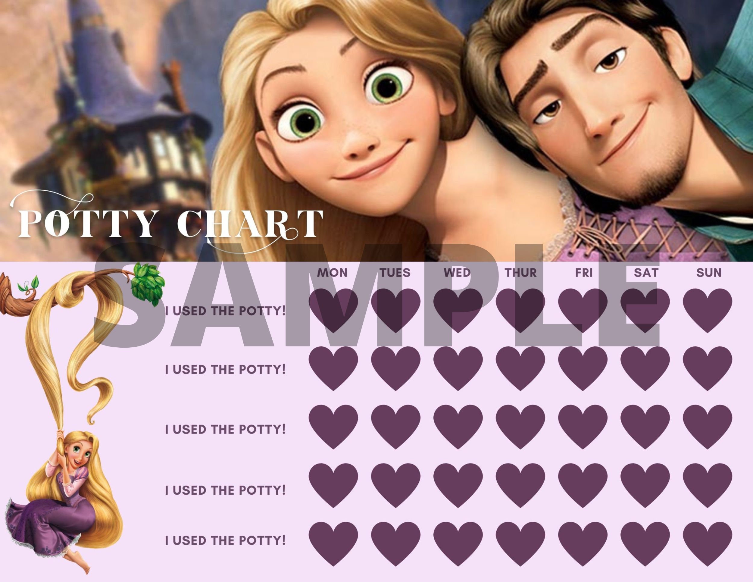 Rapunzel Chart | Rapunzel Reward Chart | Toddler Potty Training Chart ...