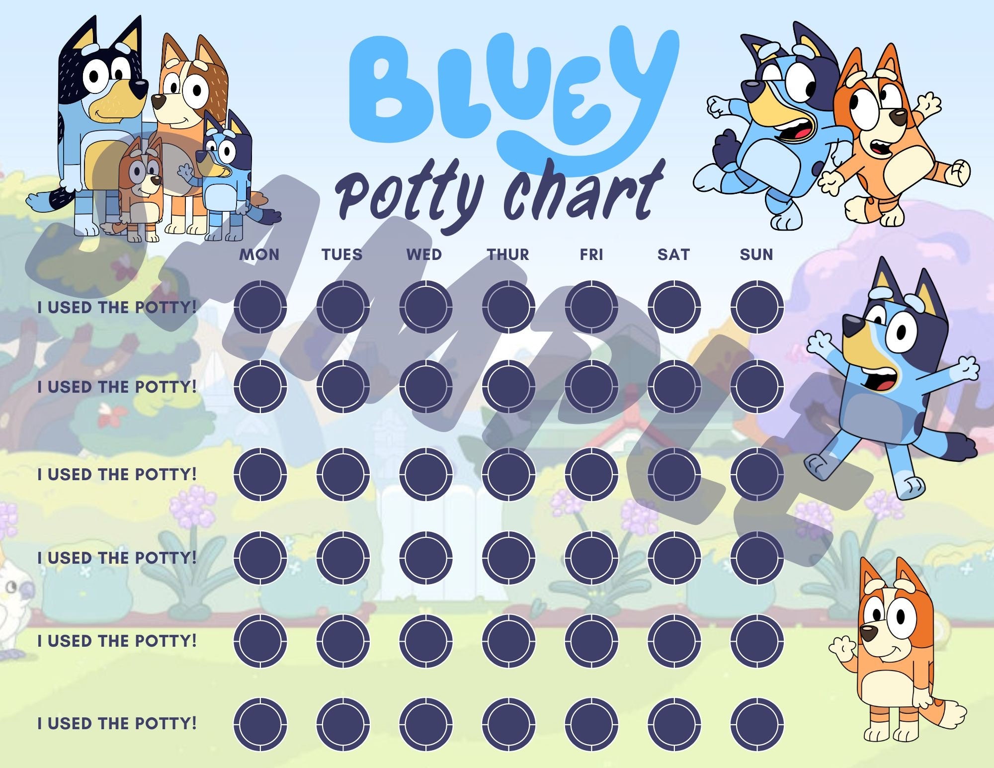 Bluey Potty Chart Bluey Reward Chart Toilet Training Potty Training ...