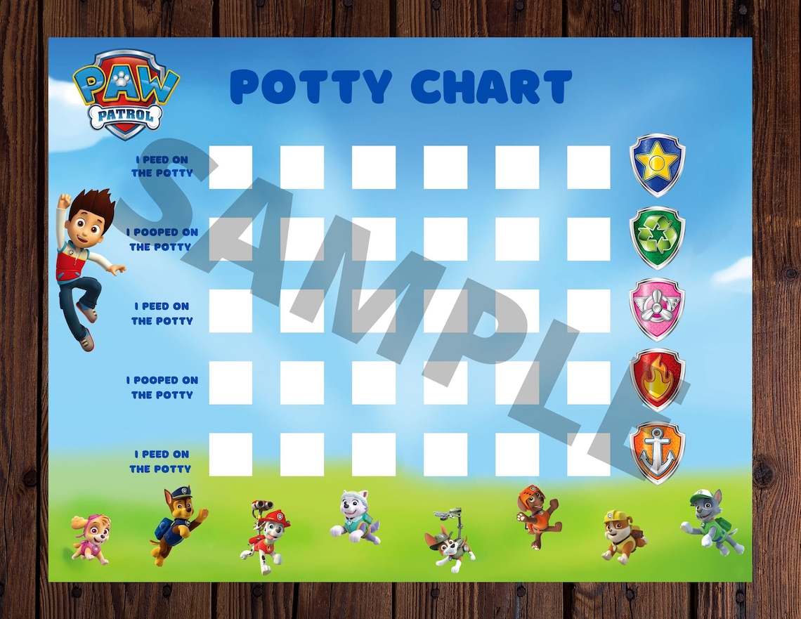 PAW Patrol Potty Chart Potty Training Chart Potty Reward | Etsy