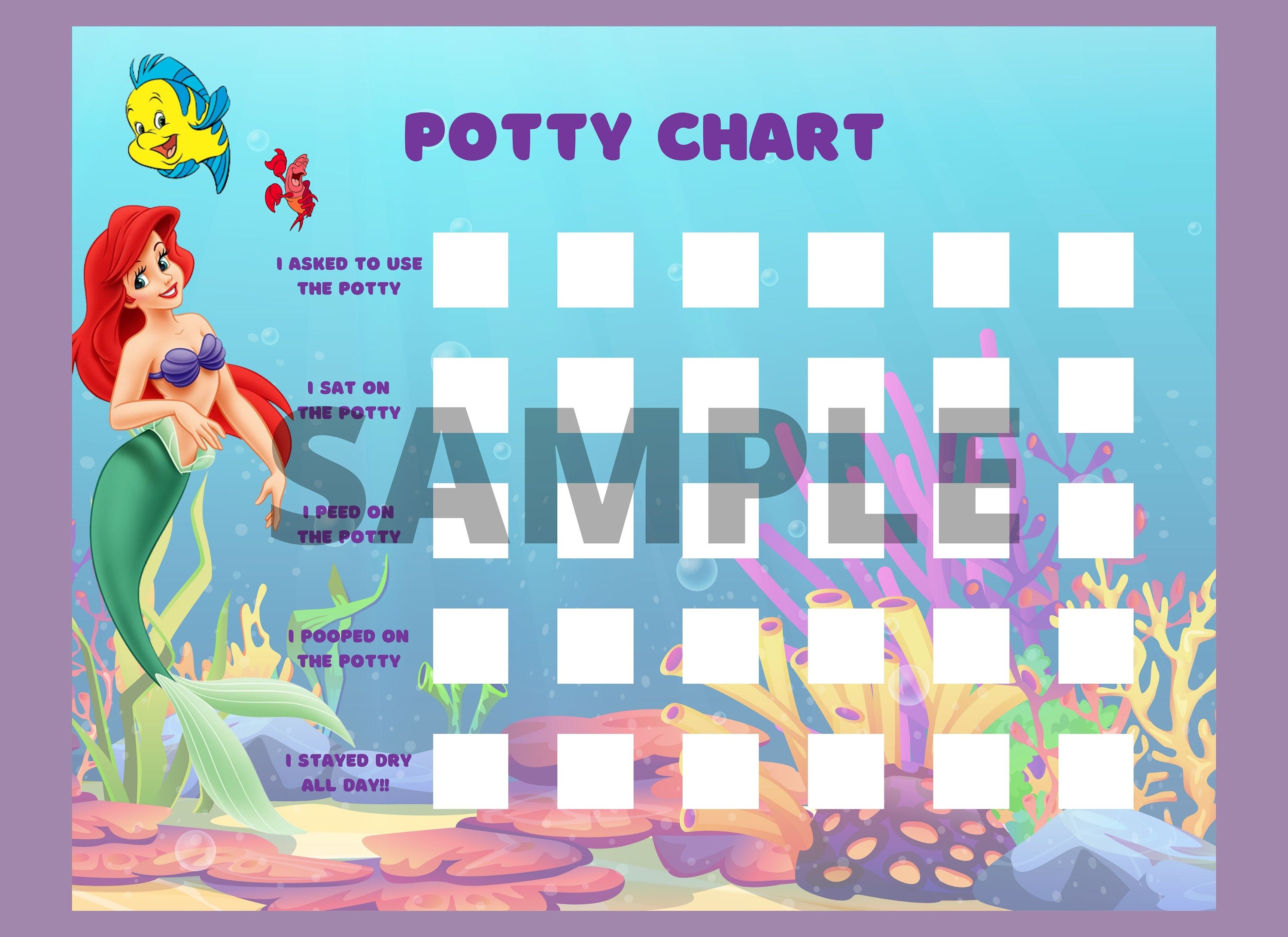Mermaid Potty Chart Sticker Chart Reward Chart Potty Training - Etsy Canada