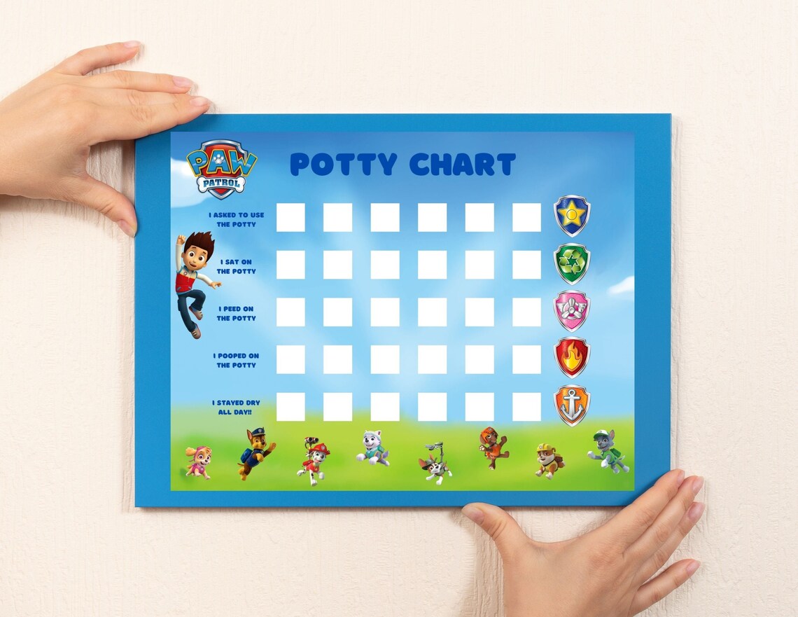 Paw Patrol Potty Training Sticker Chart//Paw Patrol Toilet | Etsy