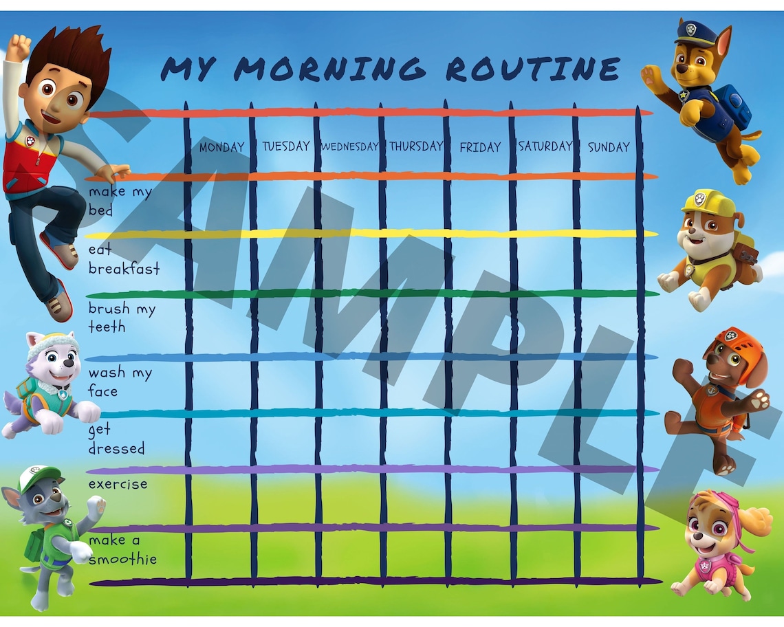 PAW Patrol Morning Routine Toddler Routine Chart Toddler | Etsy