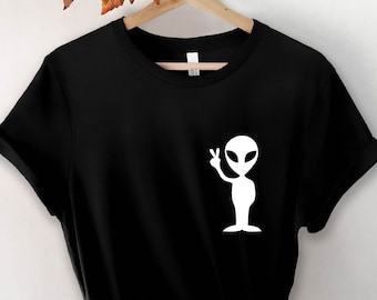 Alien UFO Pocket T-shirt - Etsy