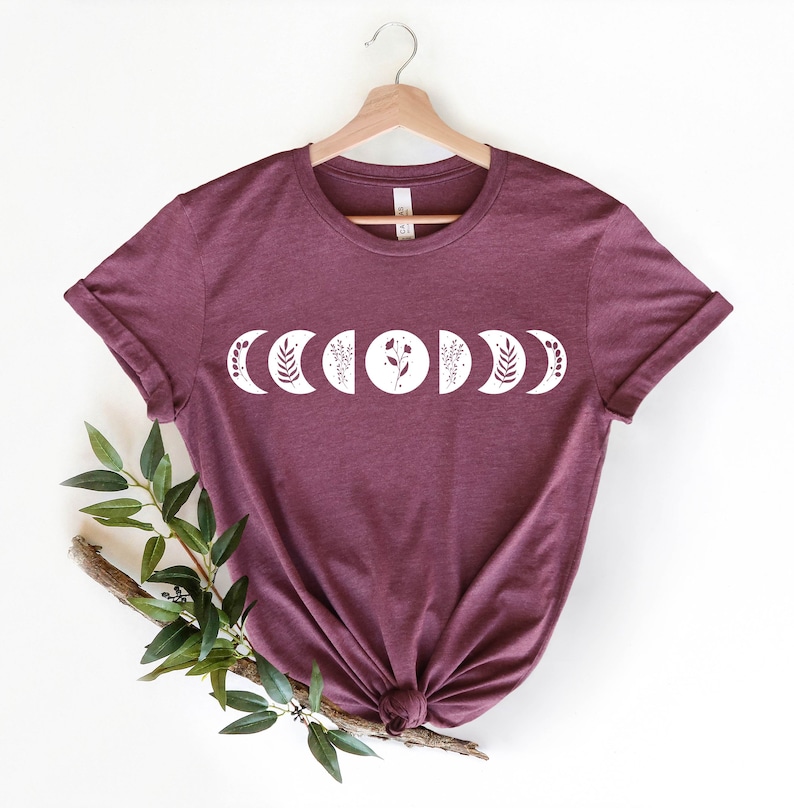 Moon Phases Shirt Floral Moon Shirt Moon Phases Tee Cute | Etsy