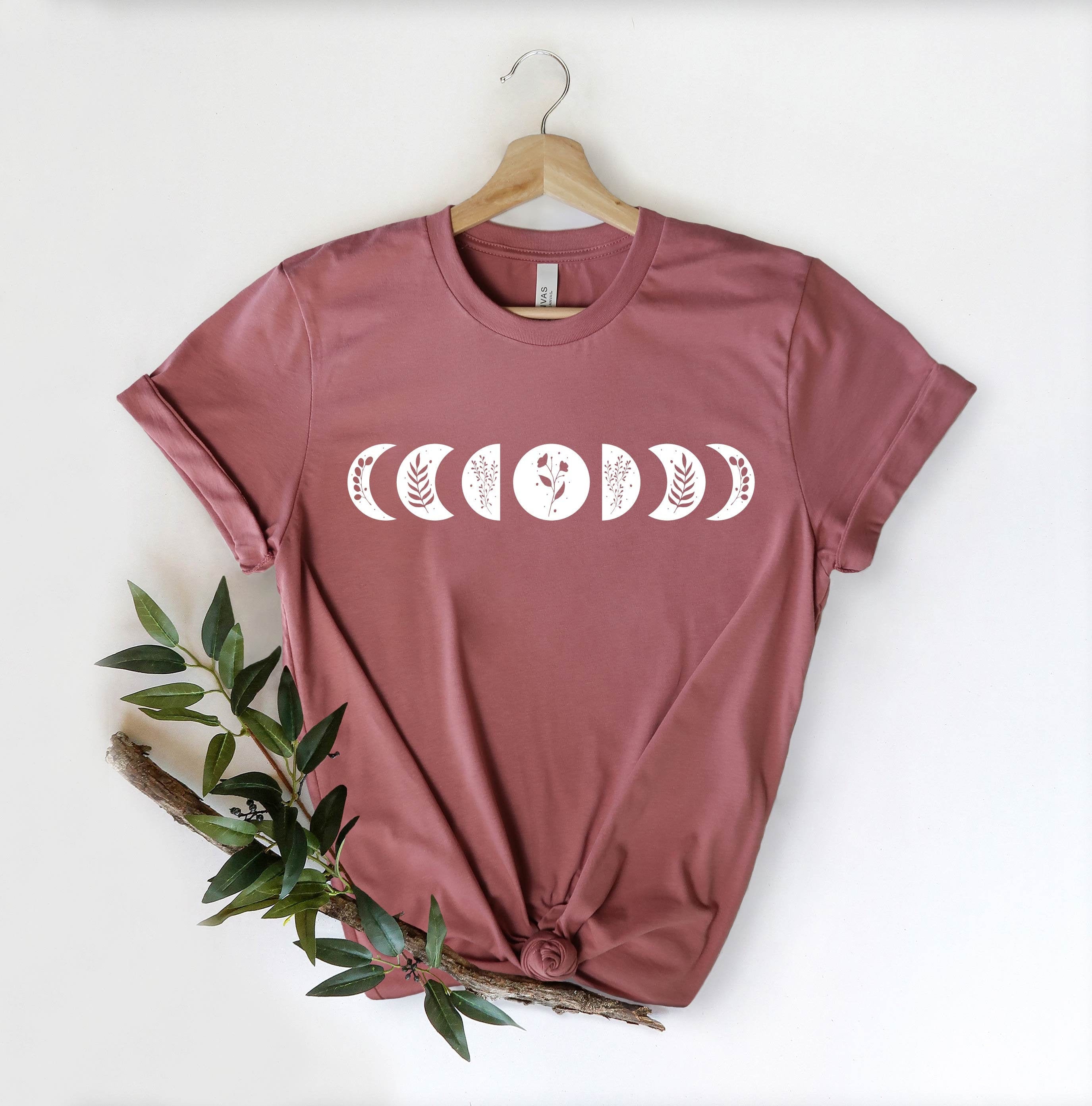 Moon Phases Shirt Floral Moon Shirt Moon Phases Tee Cute | Etsy