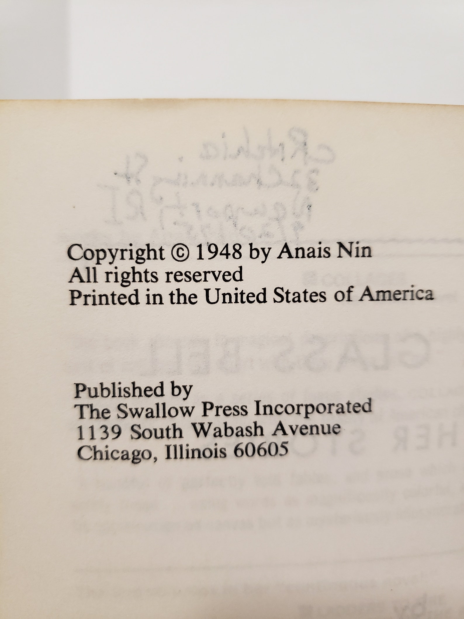 Vintage Anais Nin Book Under a Glass Bell 1948 - Etsy Canada