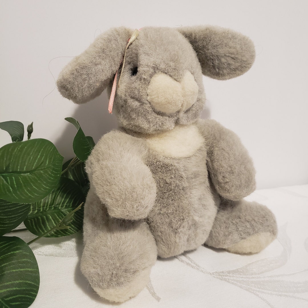 Vintage Gund Rabbit Stuffed Gray Rabbit 1985 Gund - Etsy