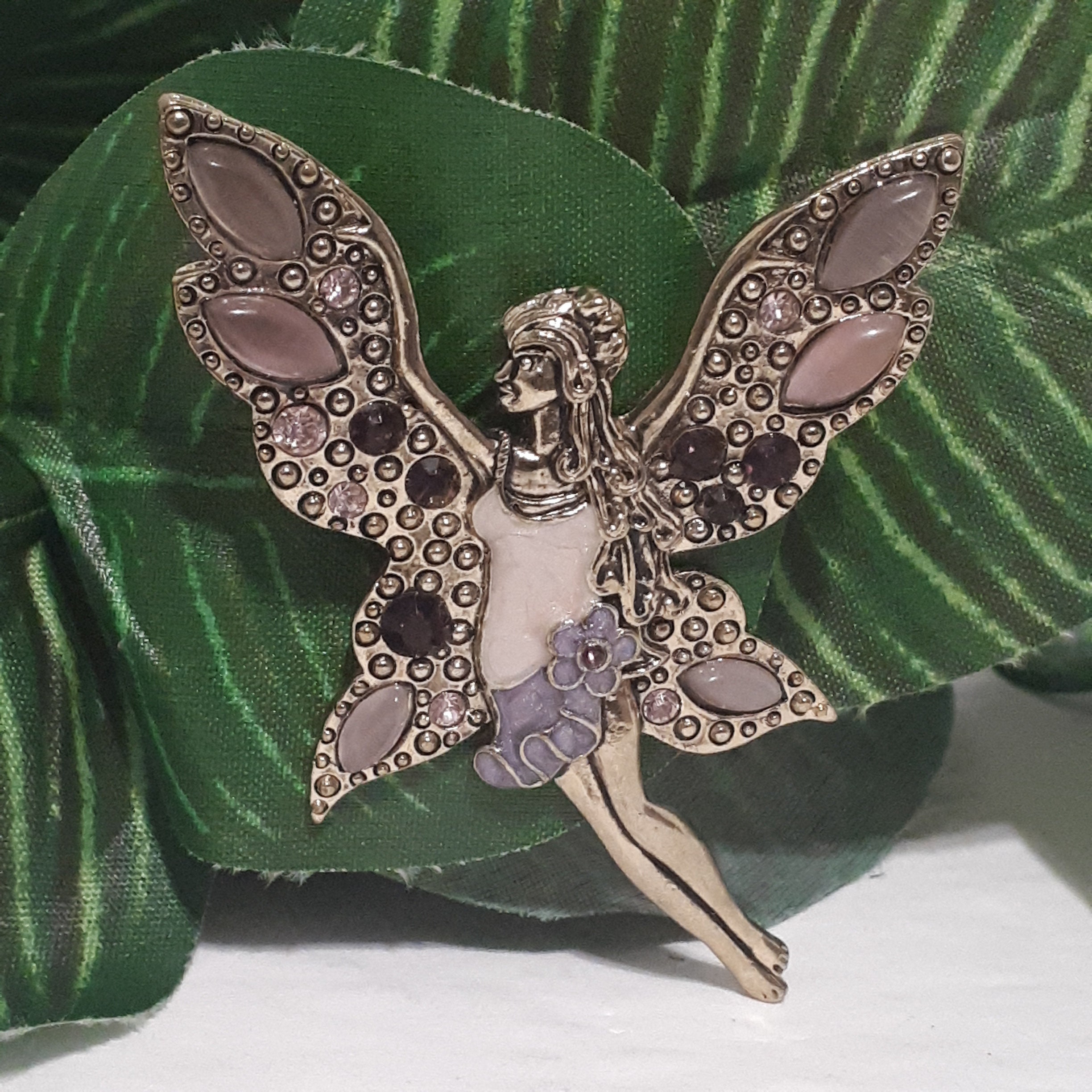 Fairy Brooch Vintage Gold Tone Pink Mauve - Etsy UK