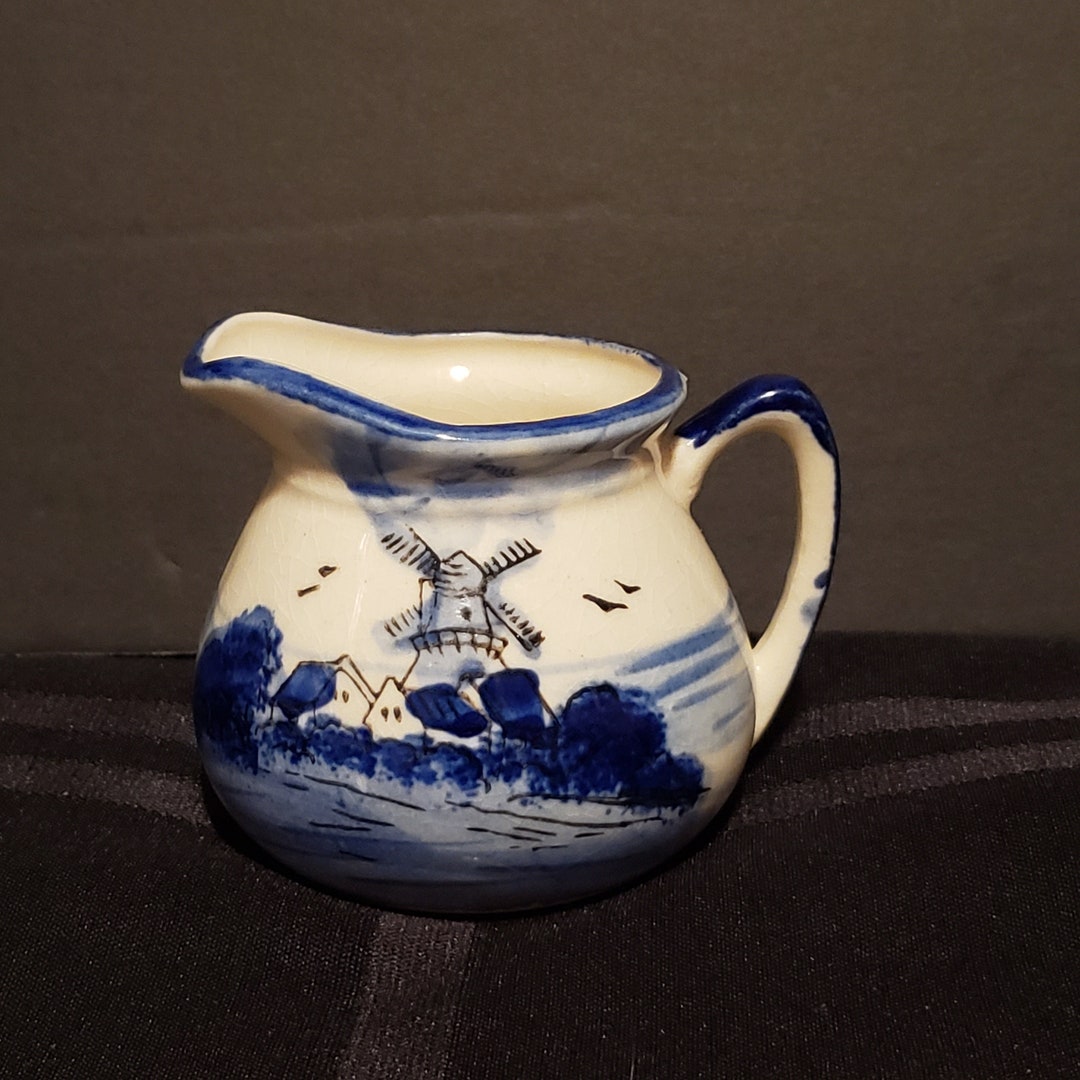 Vintage Delft Blue Miniature Pitcher Windmill Ship Made in Japan - Etsy