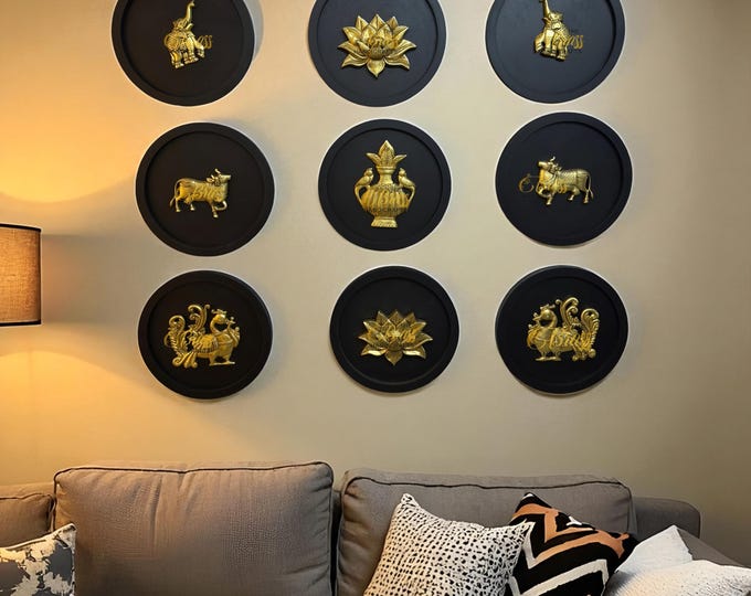 Brass Wall Motifs Set of 9 | Traditional Indian Home Decor | Cultural ...