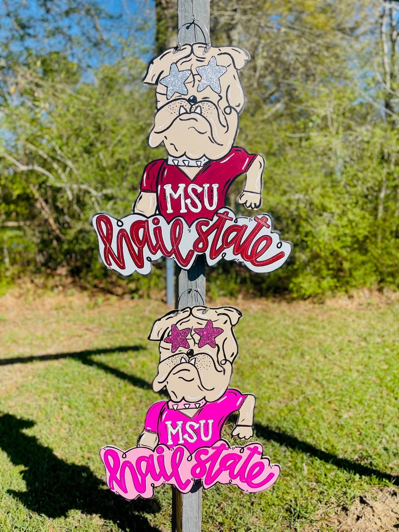 Mississippi State Door Hanger, Hail State, Dawgs, Bulldog, Pink ...
