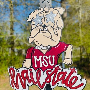 Mississippi State Door Hanger, Hail State, Dawgs, Bulldog, Pink ...