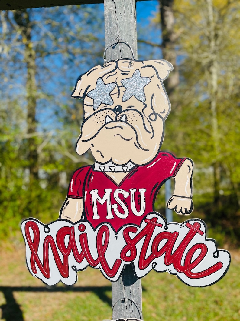 Mississippi State Door Hanger, Hail State, Dawgs, Bulldog, Pink ...