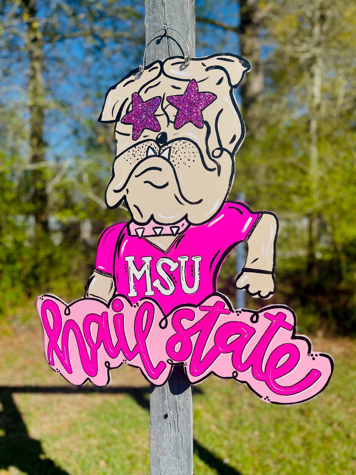 Mississippi State Door Hanger, Hail State, Dawgs, Bulldog, Pink ...