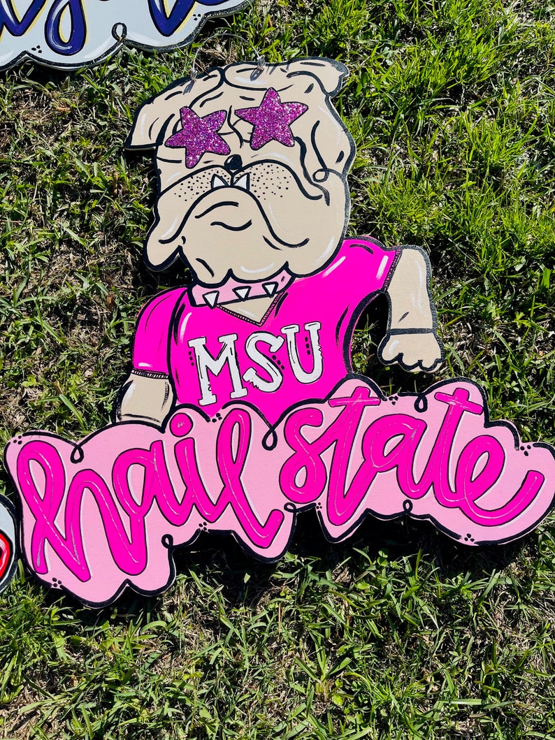 Mississippi State Door Hanger, Hail State, Dawgs, Bulldog, Pink ...
