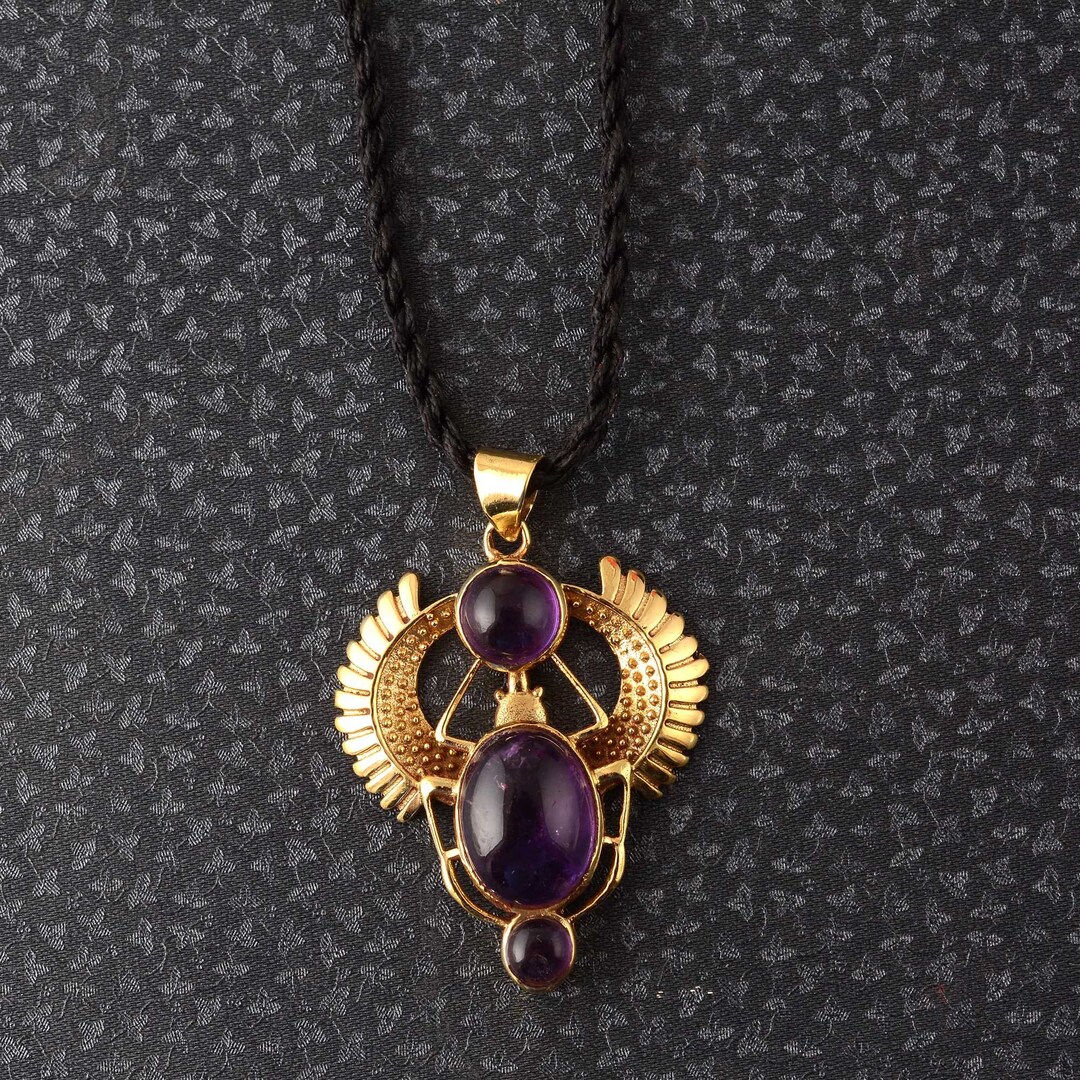 Golden Scarab Necklace / Tiger's Eye Scarab Pendent / - Etsy