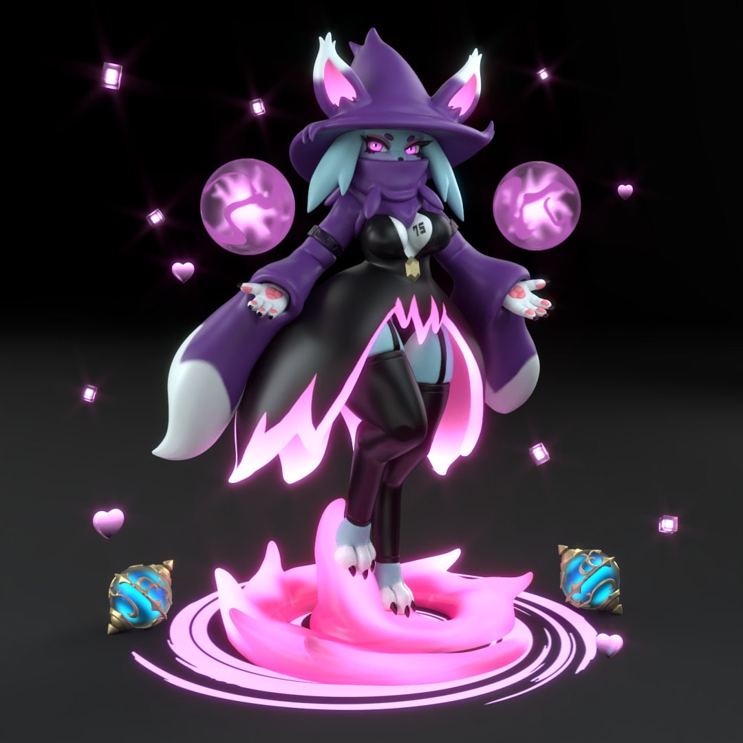 Mystical Magical Fox Woman Fan Art Pin up Figurine | 3D Resin Print ...